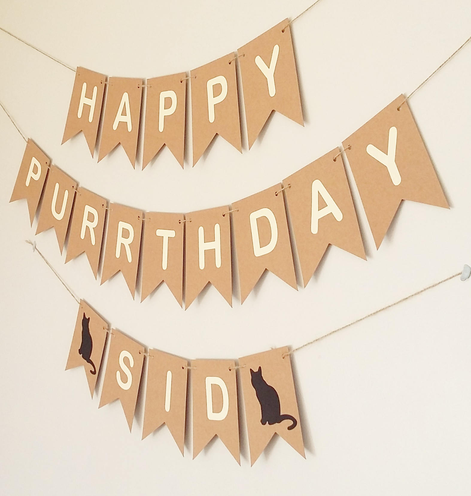 Cat Birthday Bunting Banner Sign Custom Personalised - Etsy