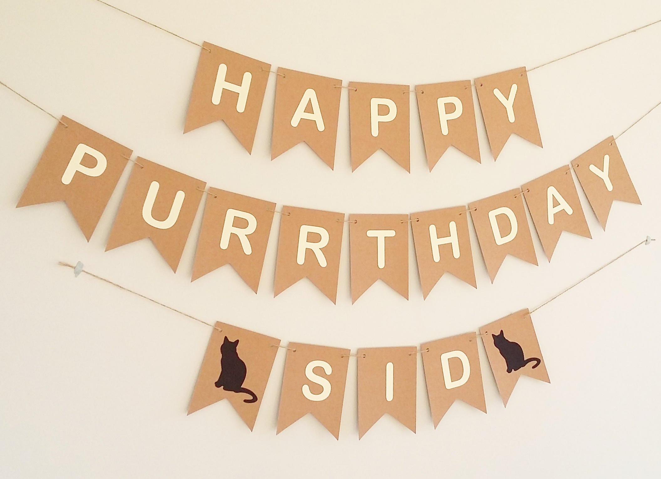 Cat Birthday Bunting Banner Sign Custom Personalised - Etsy