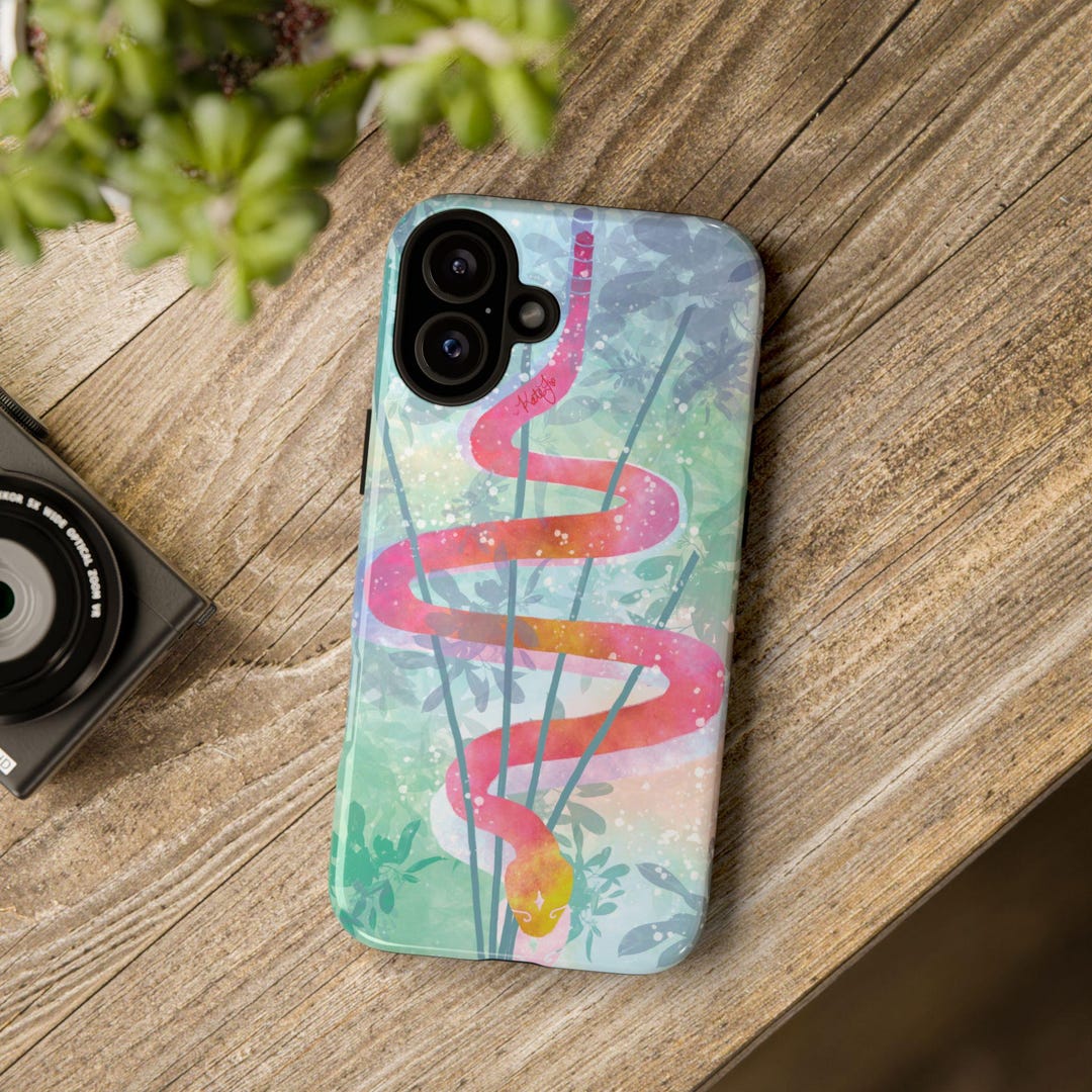 Pink Turquoise Year of the Snake Phone Case, Tough Case Tropical Galaxy ...