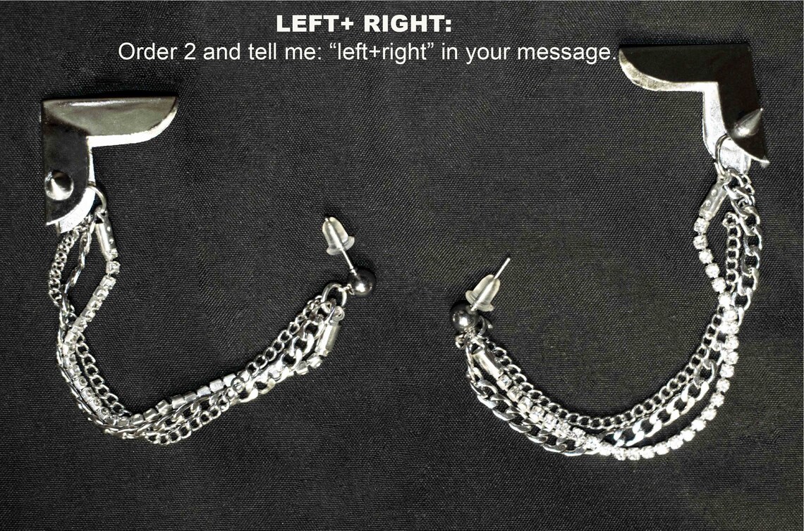 Chain Earring/ Ear Cuff LEFT EAR Rhinestone Elf Elven - Etsy