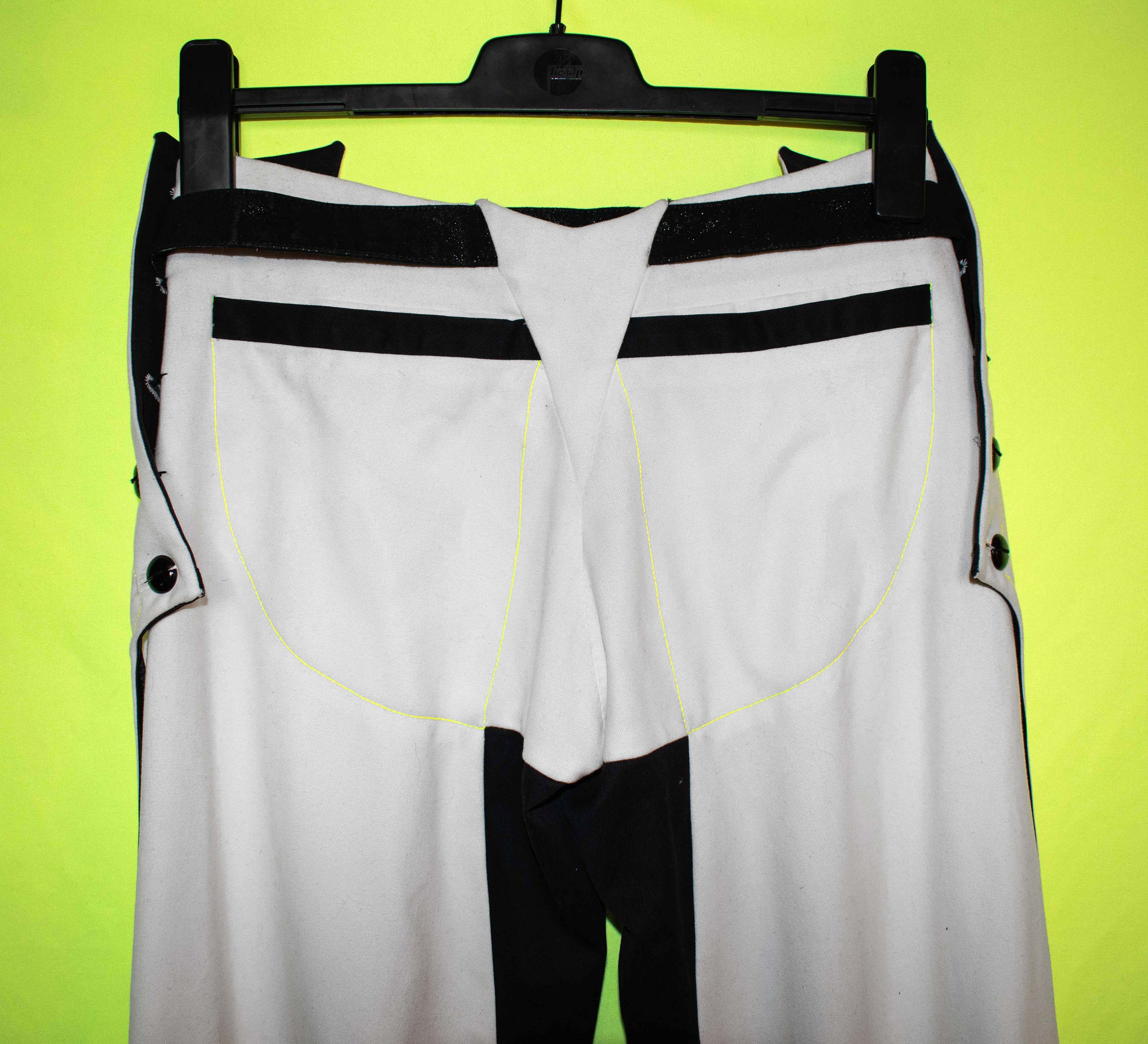 Wool Blend Side Slit Pants Open Legs White/black Buttons - Etsy