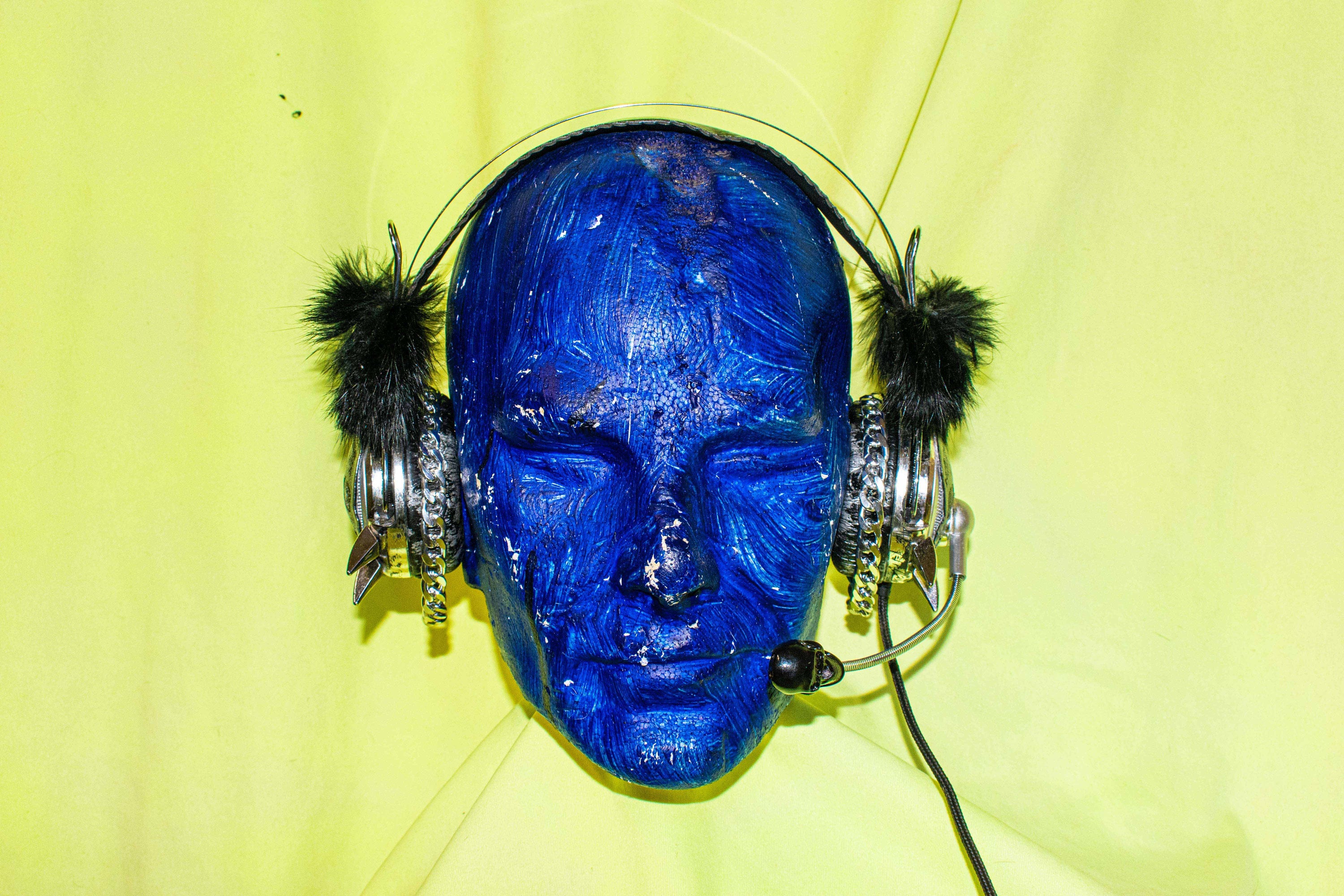 Custom Headset/headphones, Metal, Fur,skull, Upcycled, Cyber, Punk ...