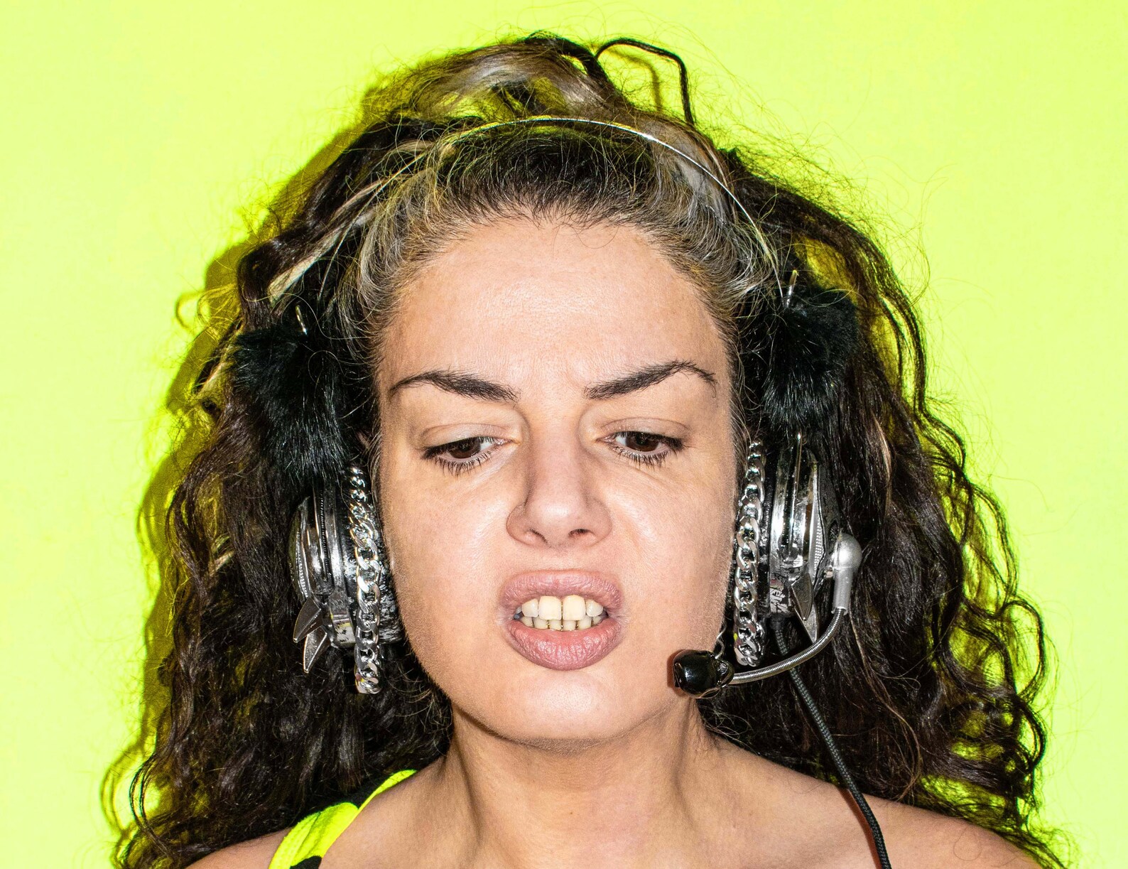 Custom Headset/headphones, Metal, Fur,skull, Upcycled, Cyber, Punk ...