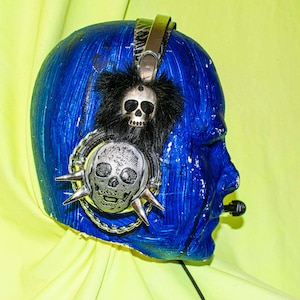 Custom Headset/headphones, Metal, Fur,skull, Upcycled, Cyber, Punk ...