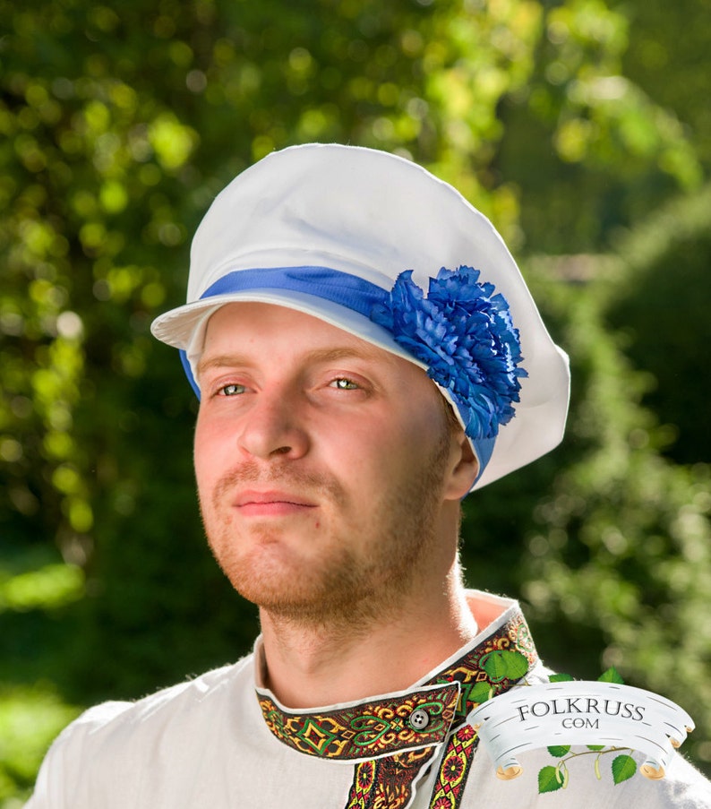 Russian traditional cap Kartuz Flowered Kartus Black cap | Etsy