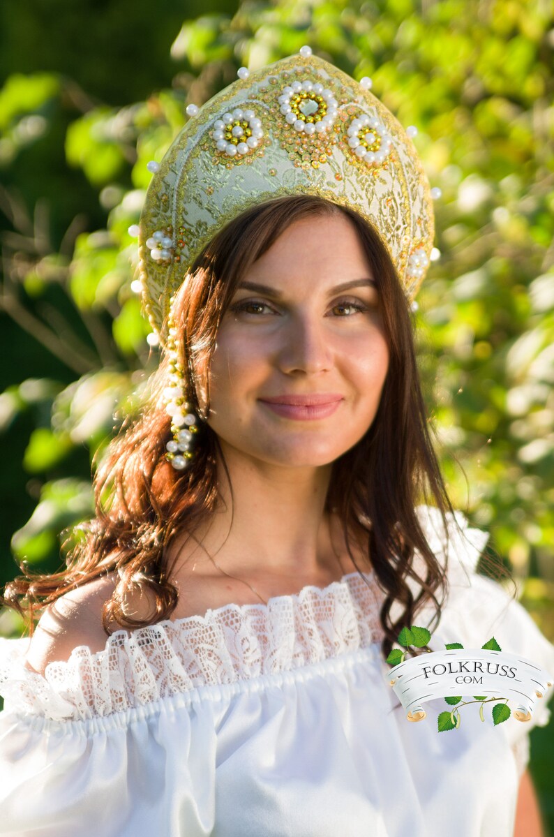 Marvelous Traditional Russian Headdress Kokoshnik Beading Etsy