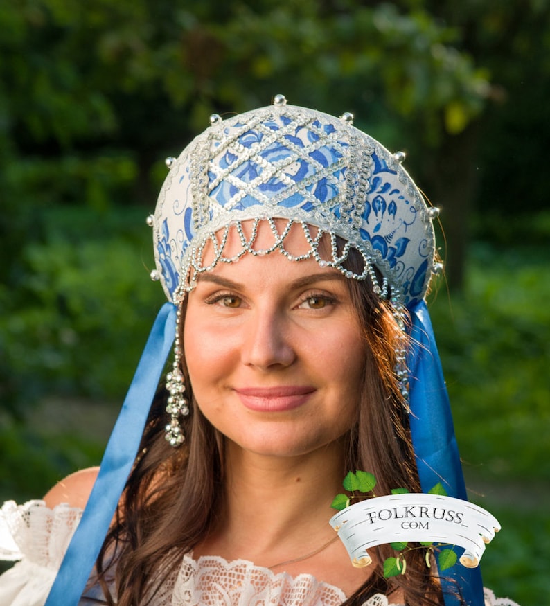 Russian hat traditional kokoshnik Simple silk Russian crown | Etsy