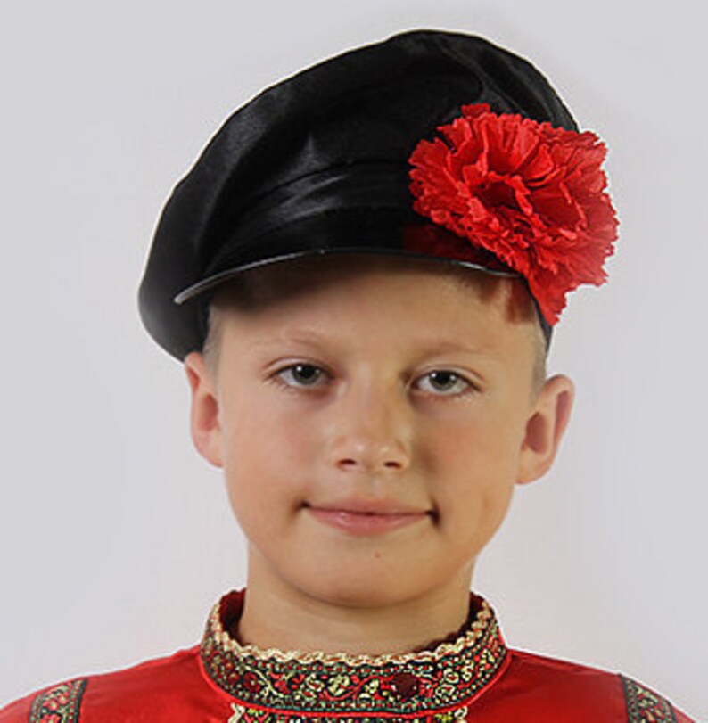 Russian traditional cap Kartuz Flowered Kartus Black cap | Etsy