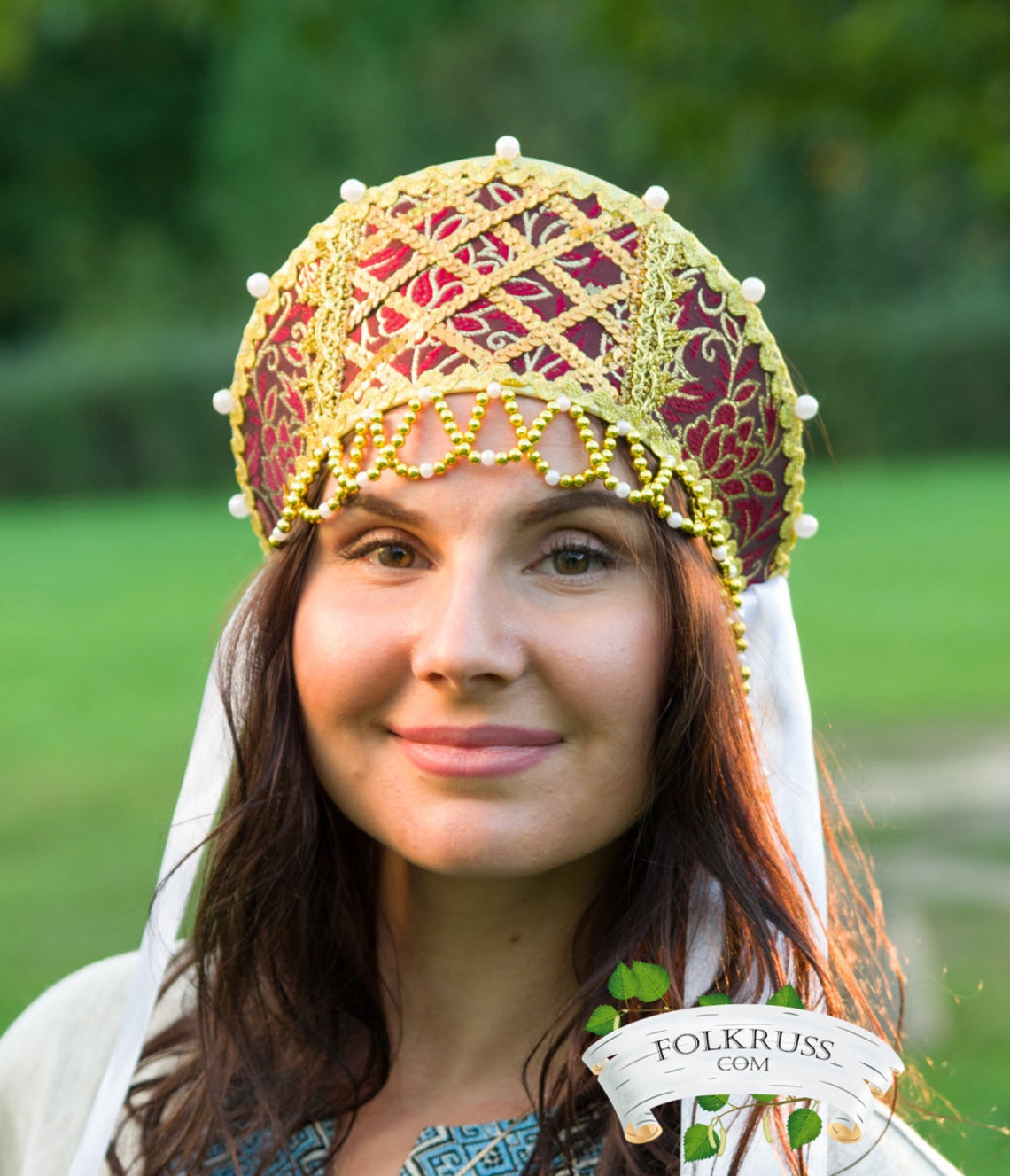 Sparkling traditional Russian hat brocade kokoshnik with | Etsy