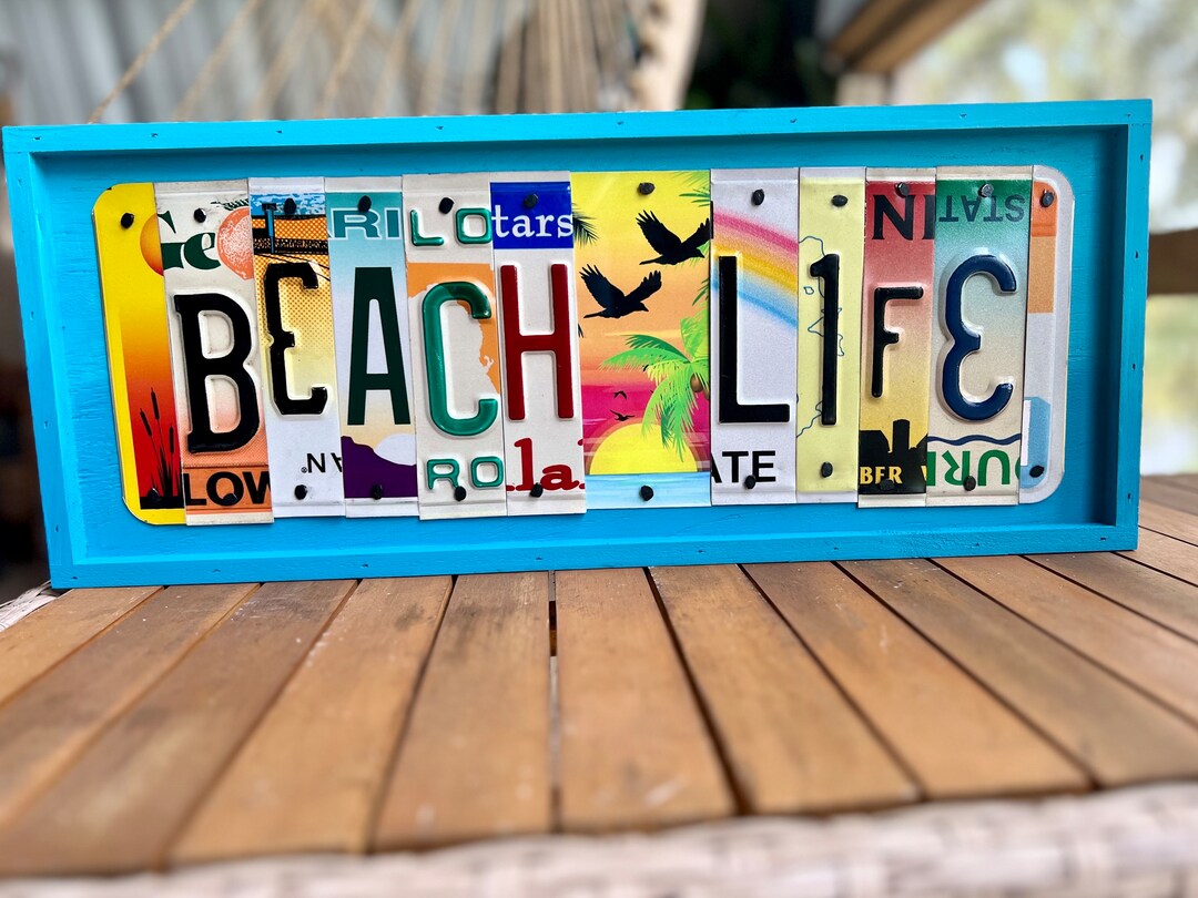 Beach Life License Plate Sign Coastal Decor Colorful BEACH - Etsy