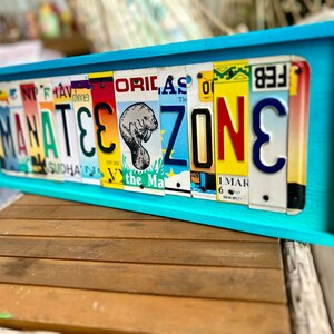 Manatee Sign Art, License Plate Sign Gift, Florida Springs, Colorful ...