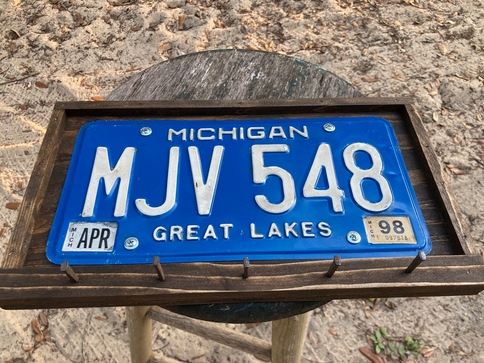 Custom Rustic Empty Wood License Plate Display Frame With Key - Etsy