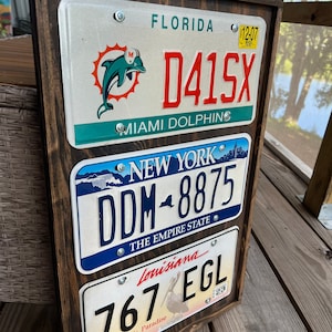 Rustic Wood License Plate Display Frame for 3: Man Cave Garage Decor - Etsy