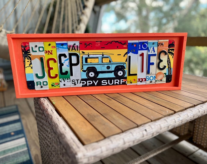 Jeep Life Beach Sign, CJ-7, Jeep Wrangler, Jeep Gift, Colorful License ...