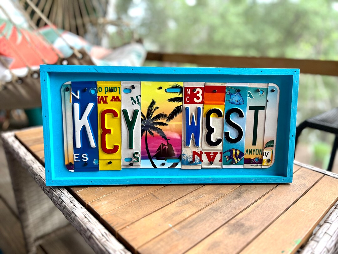 KEY WEST Sign License Plate Sign, Beach Decor, Florida Keys Sign, Beach ...