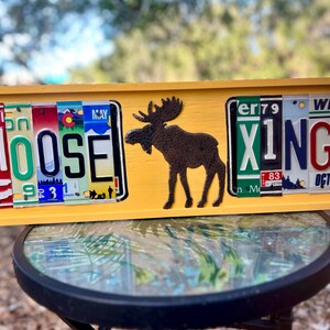 Moose Crossing Sign License Plate Art Cabin Decor Alaska Bar Sign Man ...