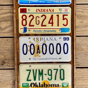 Handmade Wood License Plate Display Frame for 5 Plates: Man Cave Garage ...