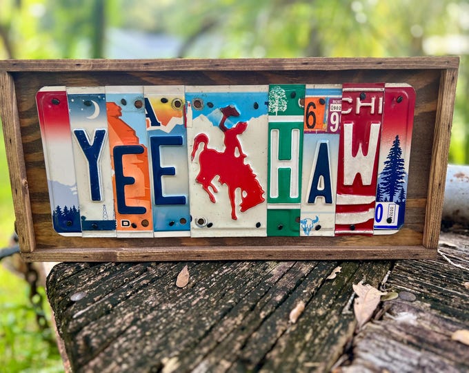 Yee Haw License Plate Art Sign, Cowboy Decor, Country Life, Howdy ...