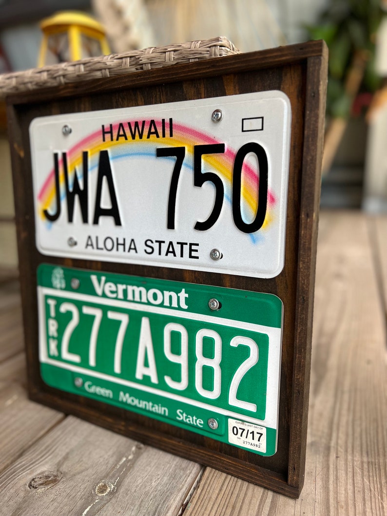 Handmade Wood License Plate Display Frame: Man Cave Garage Decor - Etsy