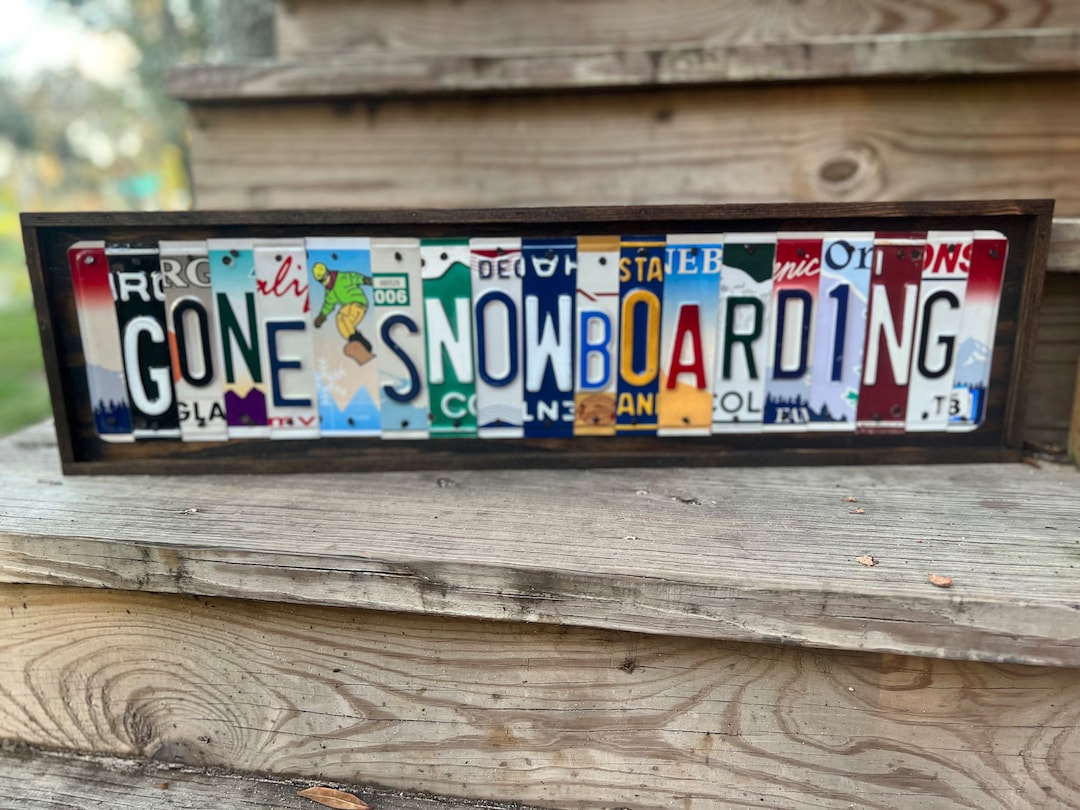 Gone Snowboarding Sign License Plate Art Skiing Mountain - Etsy