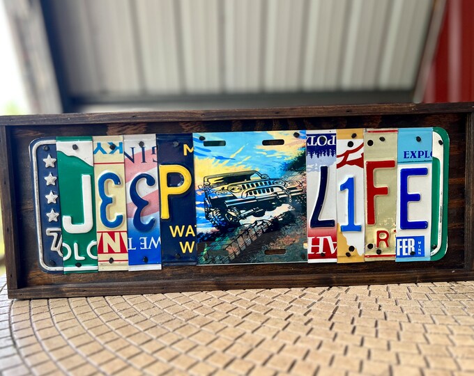 Jeep Life Sign, CJ-7, Jeep Wrangler, Jeep Gift, Colorful License Plate ...