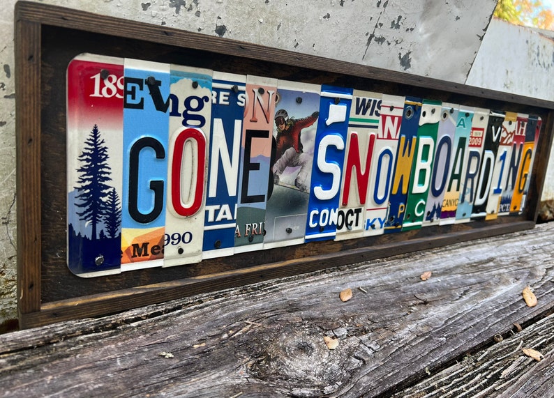 Gone Snowboarding Sign License Plate Art Skiing Mountain - Etsy