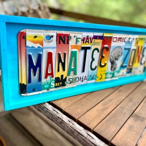 Manatee Sign Art, License Plate Sign Gift, Florida Springs, Colorful ...