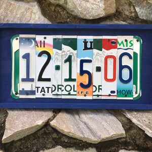 Custom date sign anniversary or wedding license plate art | Etsy