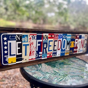 Let Freedom Ring Patriotic License Plates Sign Independence Day Decor ...