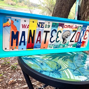 Manatee sign art license plate sign gift florida springs | Etsy