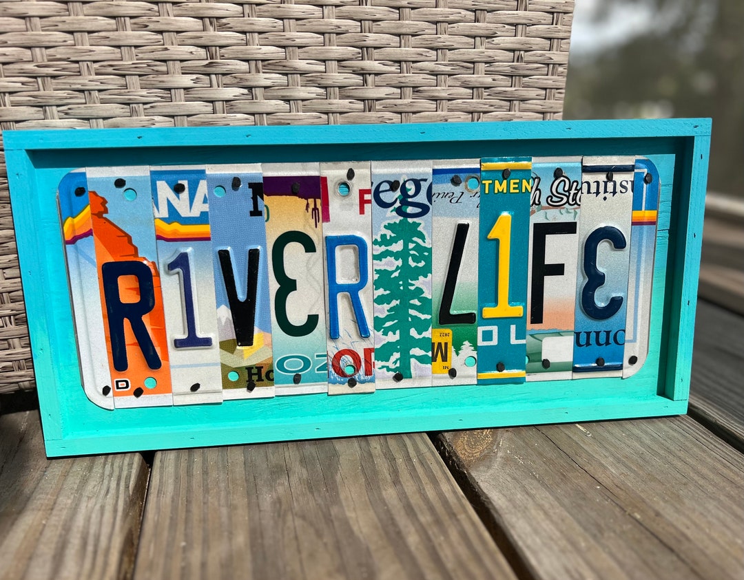 River Life Sign License Plate Sign Art Gift River House - Etsy