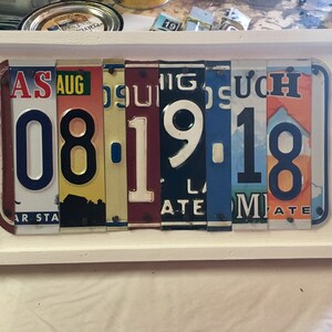 Custom date sign anniversary or wedding license plate art | Etsy