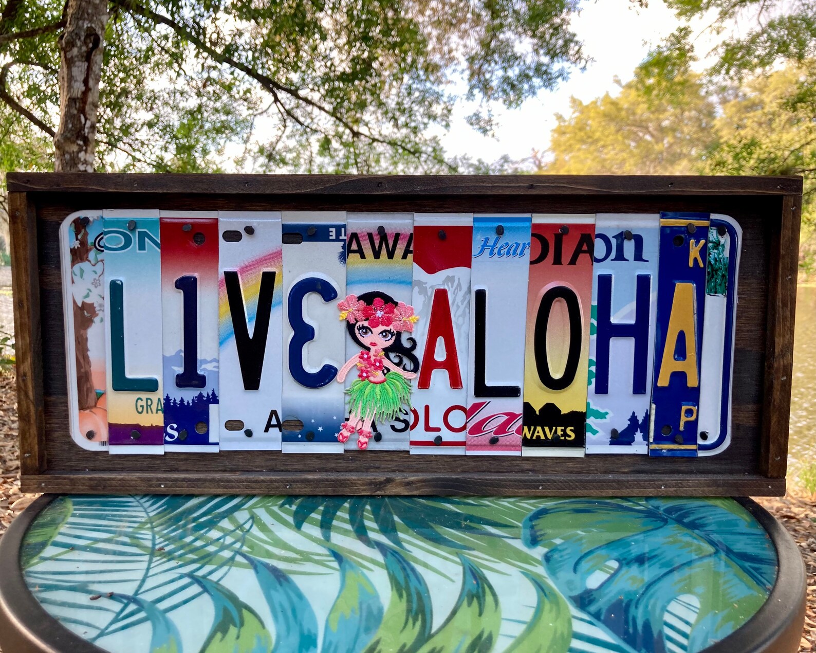 Aloha license plate sign rustic Hawaiian decor housewarming | Etsy