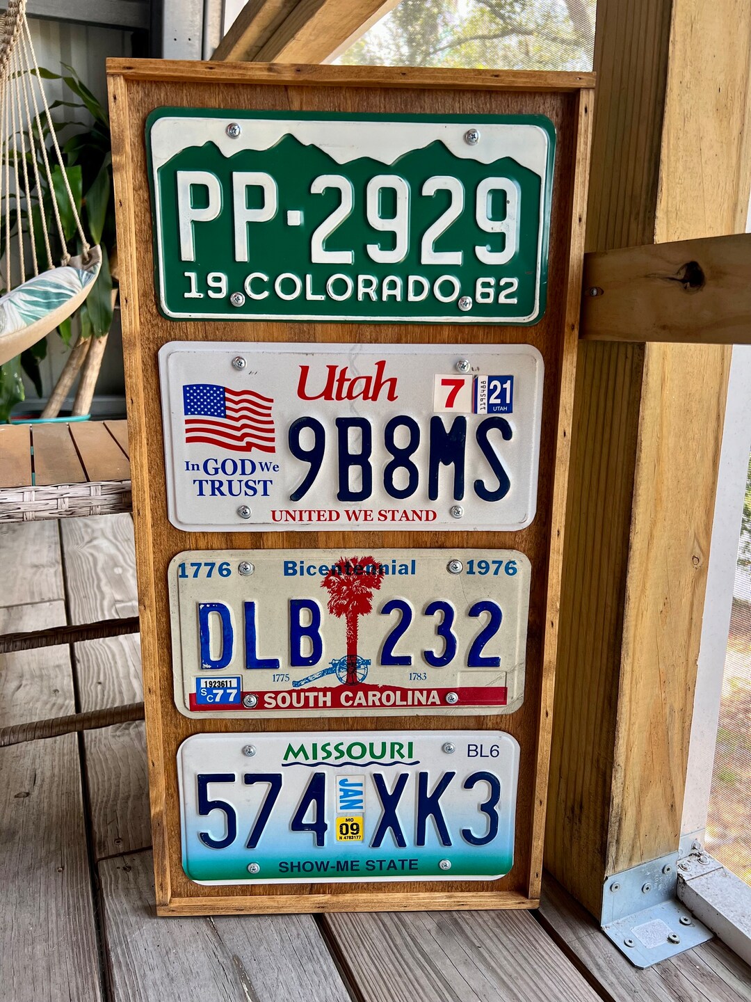 Rustic Wood License Plate Display Frame: Holds 4 Plates - Etsy