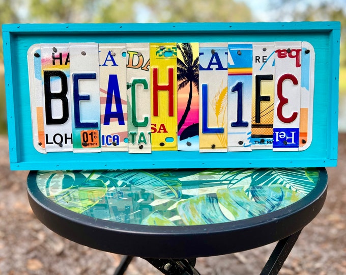 Beach Life License Plate Sign Coastal Decor Colorful BEACH - Etsy