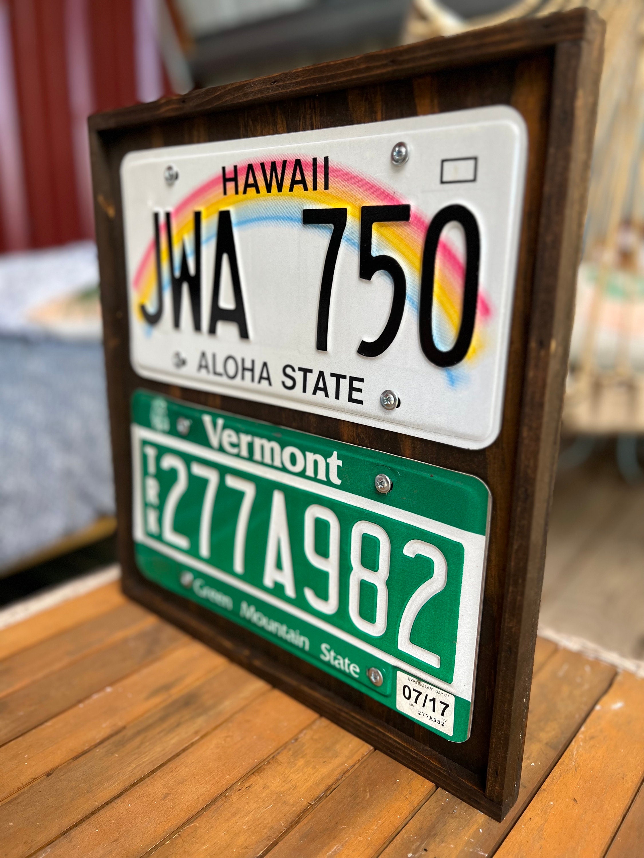 Handmade Wood License Plate Display Frame: Man Cave Garage Decor - Etsy