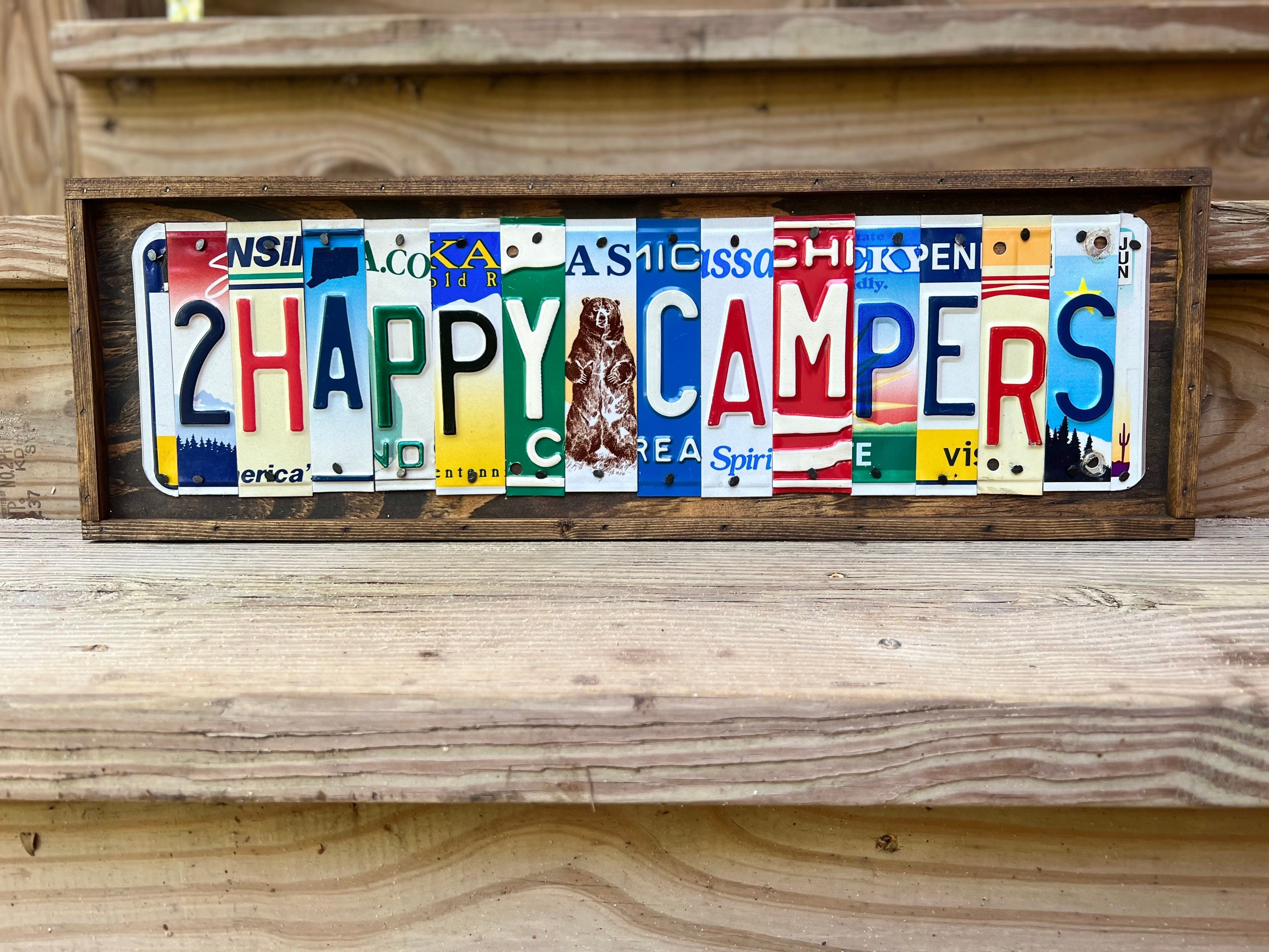 Happy Campers Sign License Plate Sign Adventure Road Trip - Etsy