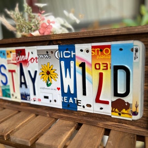 Stay Wild License Plate Sign Art Gift Georgia Wildflower Adventure ...