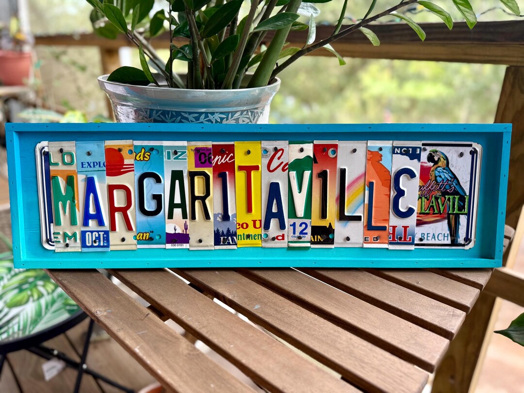 Buy Handmade Margaritaville License Plate Sign, Tiki Bar Decor Online ...