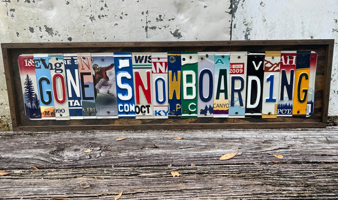 Gone Snowboarding Sign License Plate Art Skiing Mountain - Etsy