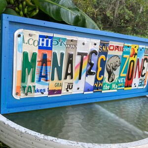 Manatee sign art license plate sign gift florida springs | Etsy