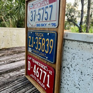 Rustic Wood License Plate Display Frame for 3: Man Cave Garage Decor - Etsy