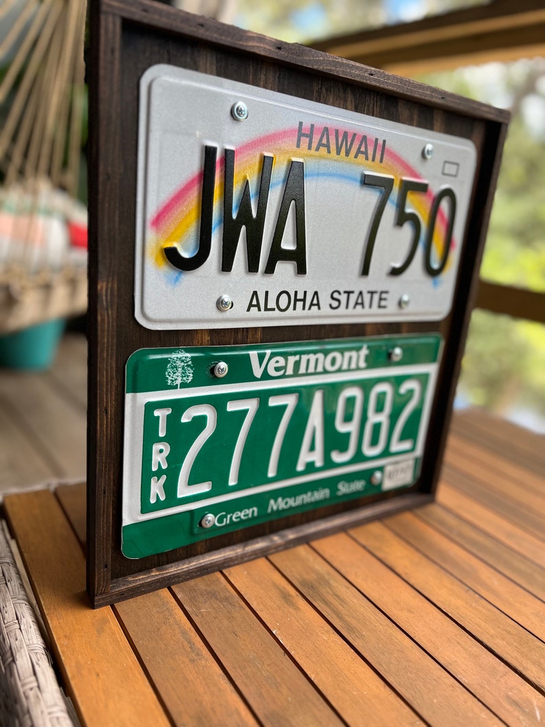 Handmade Wood License Plate Display Frame: Man Cave Garage Decor - Etsy