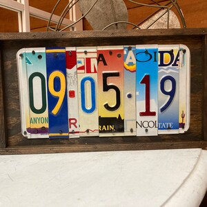 Custom date sign anniversary or wedding license plate art | Etsy