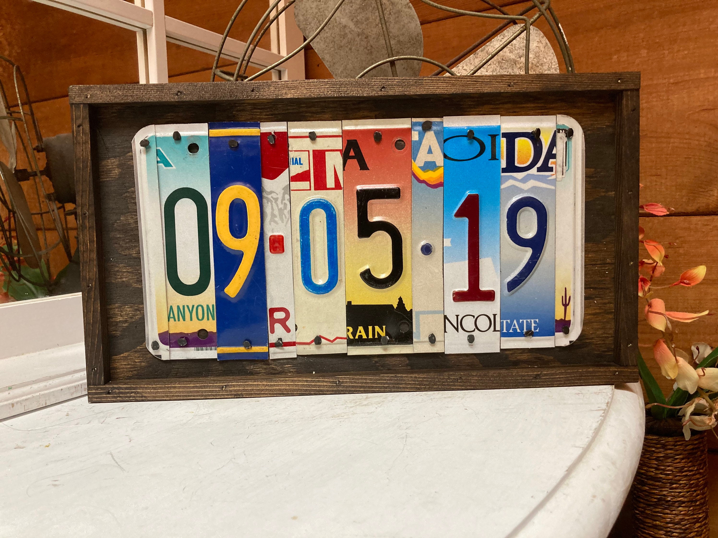 Custom date sign anniversary or wedding license plate art | Etsy