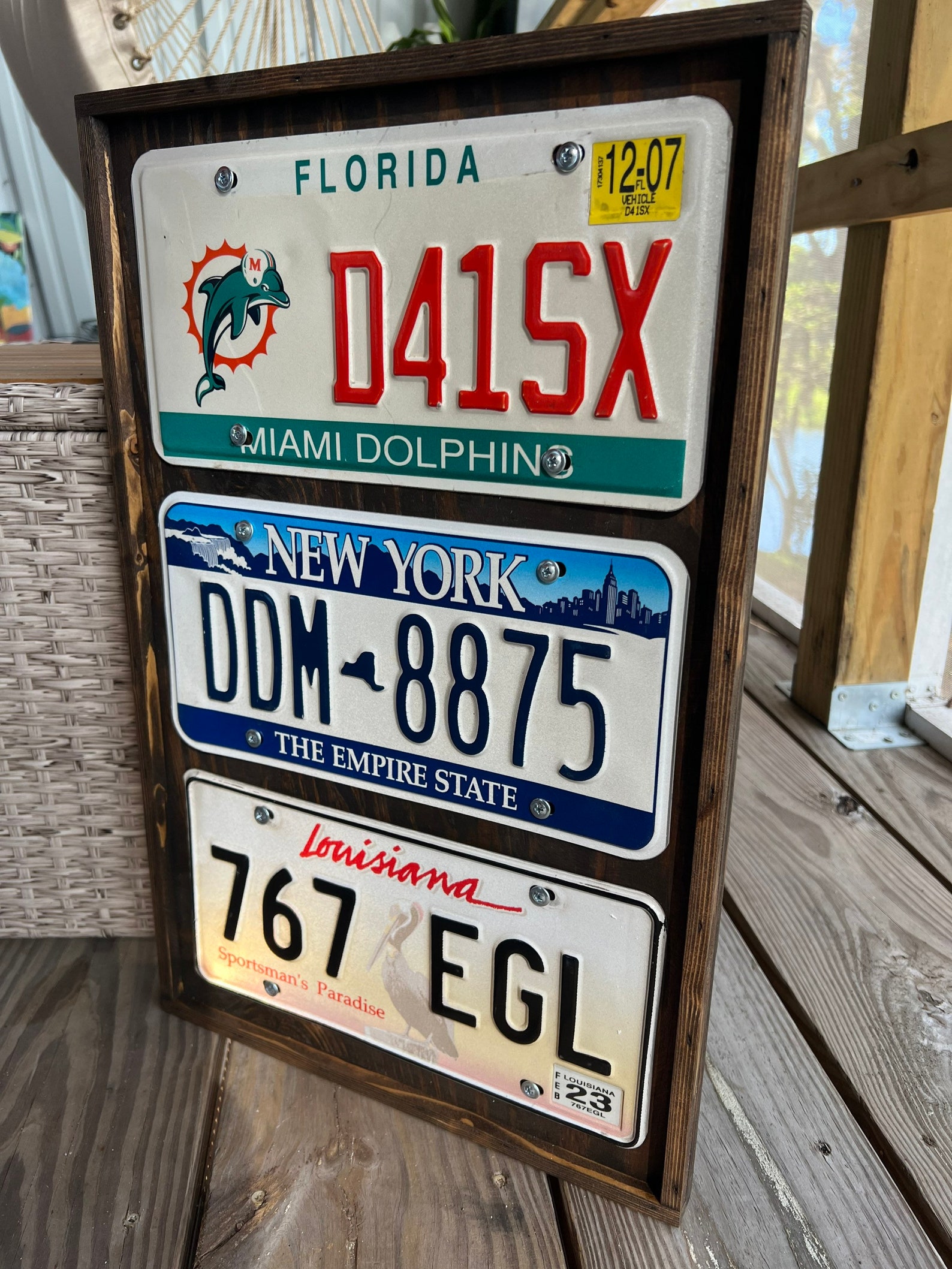 Rustic Wood License Plate Display Frame for 3: Man Cave Garage Decor - Etsy