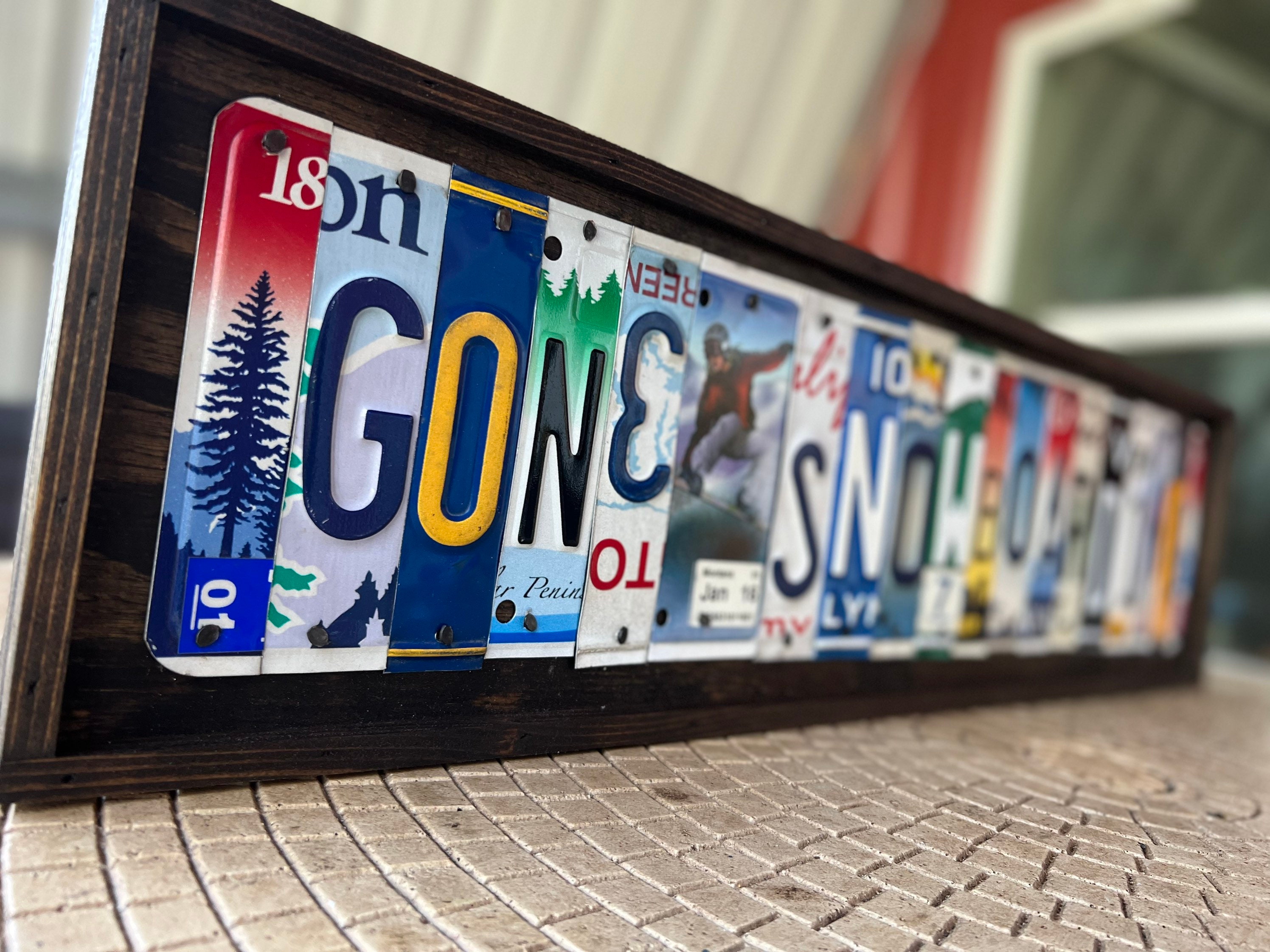 Gone Snowboarding Sign License Plate Art Skiing Mountain - Etsy
