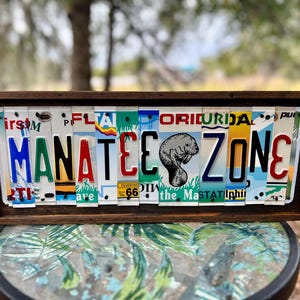 Manatee Sign Art, License Plate Sign Gift, Florida Springs, Colorful ...