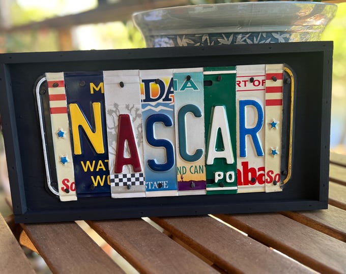 NASCAR License Plate Sign, Gift for Racing Fan, Colorful Rustic Car ...