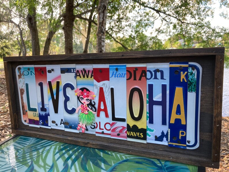 Aloha license plate sign rustic Hawaiian decor housewarming | Etsy
